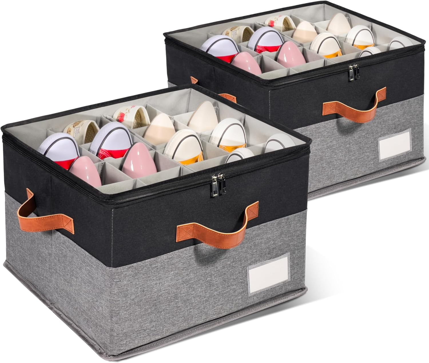 2 Pack Shoe Organizer for Closet, Adjustable Shoe Box Storage ...