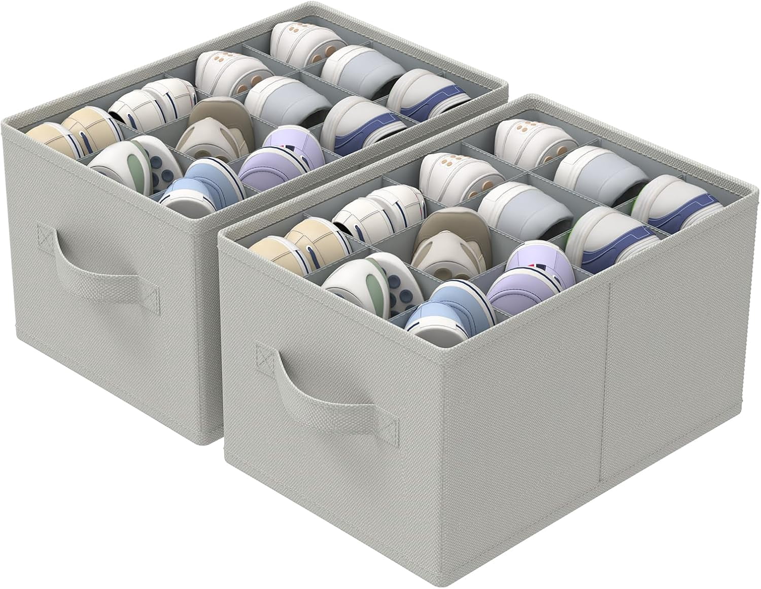2 Pack Shoe Organizer for Closet, Fits Up to 24 Pairs, Foldable Space ...