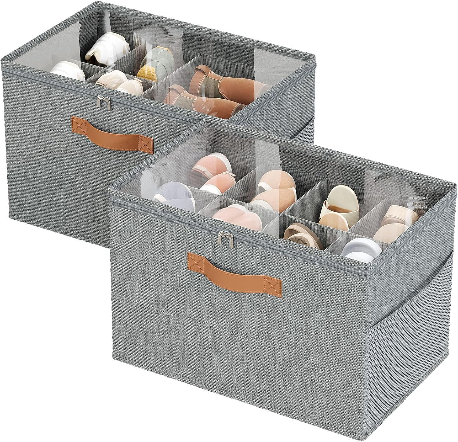 2 Pack Shoe Organizer for Closet,Foldable Shoe Storage Organizer with ...