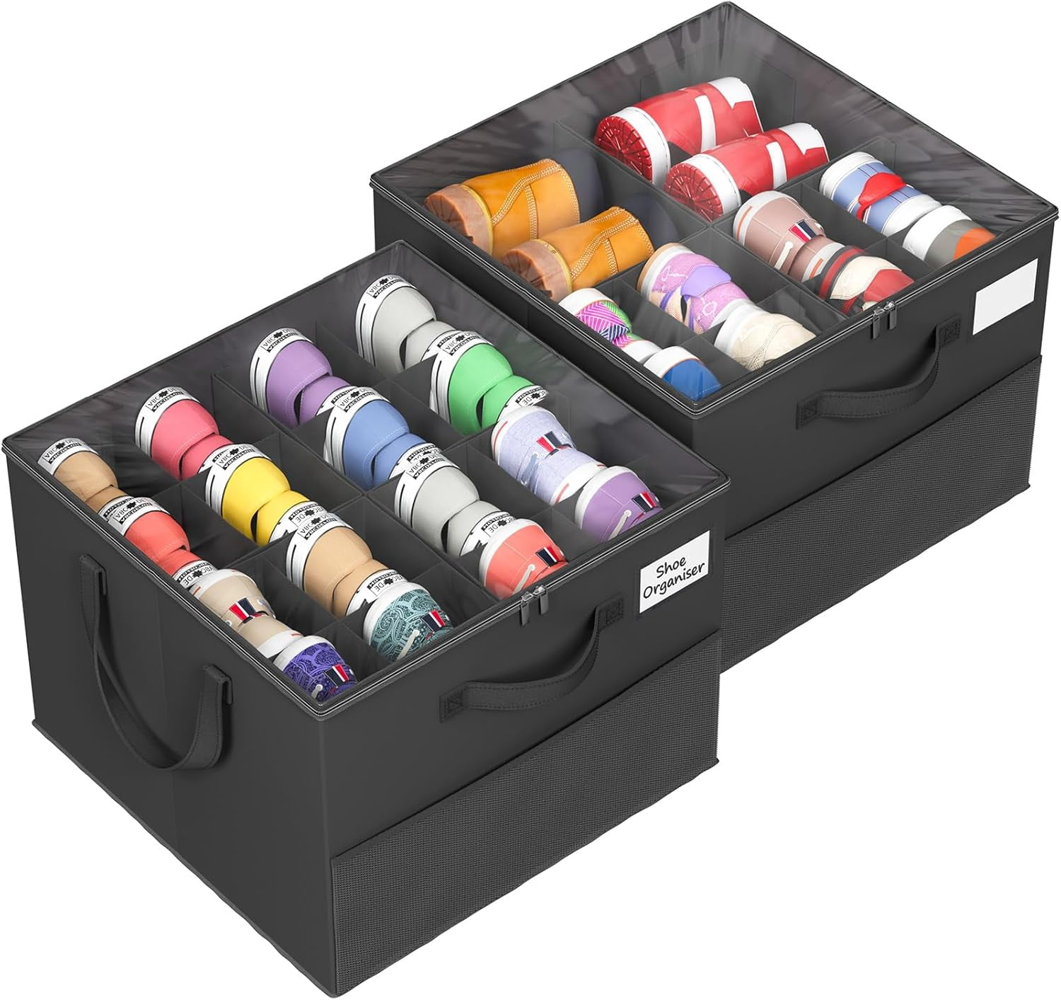 2 Pack Shoe Organizer for Closet, Large Shoe Box Storage Containers ...