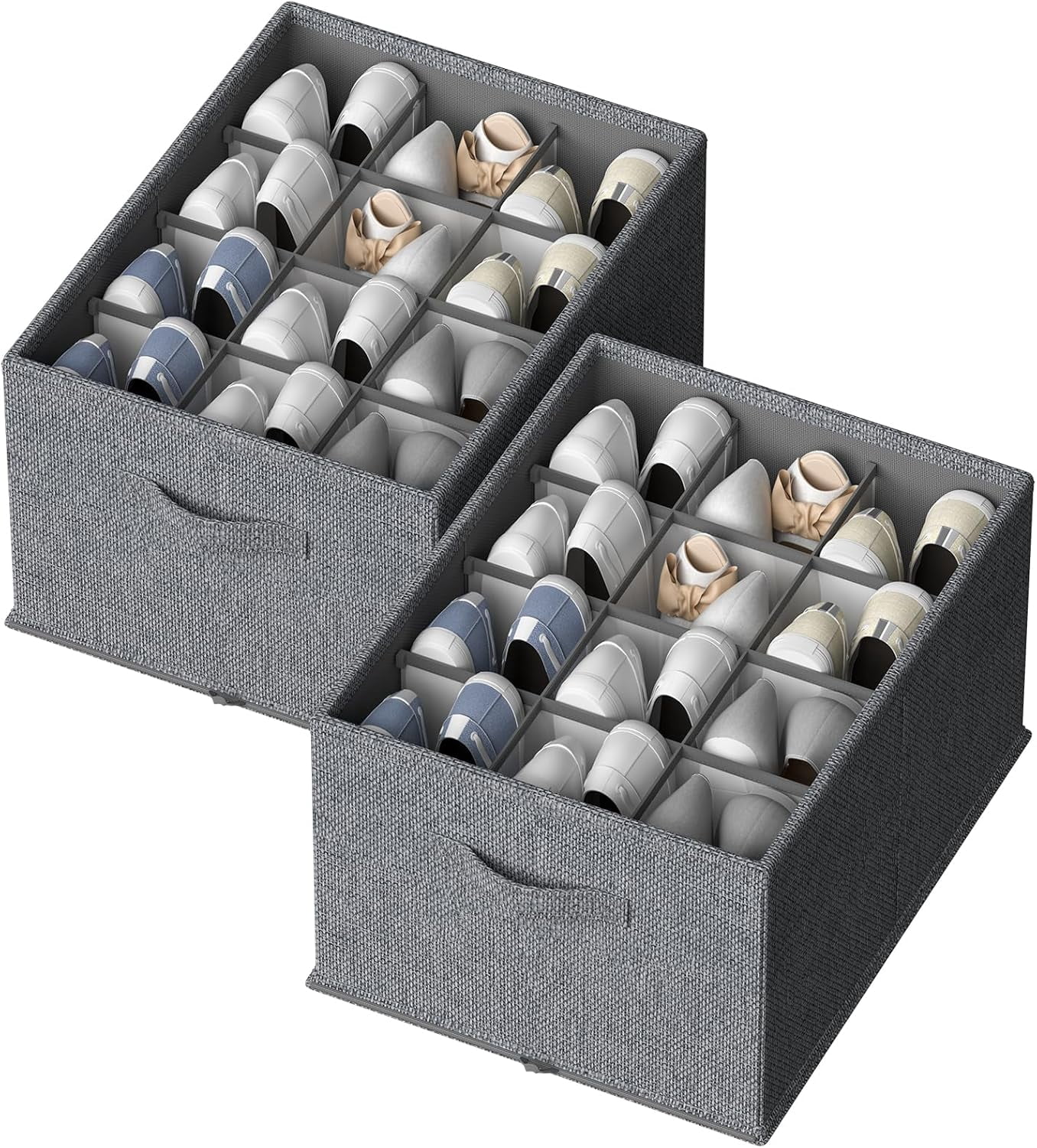 2 Pack Shoe Organizer for Closet,Foldable Shoe Organizer,Fits up to 24 ...