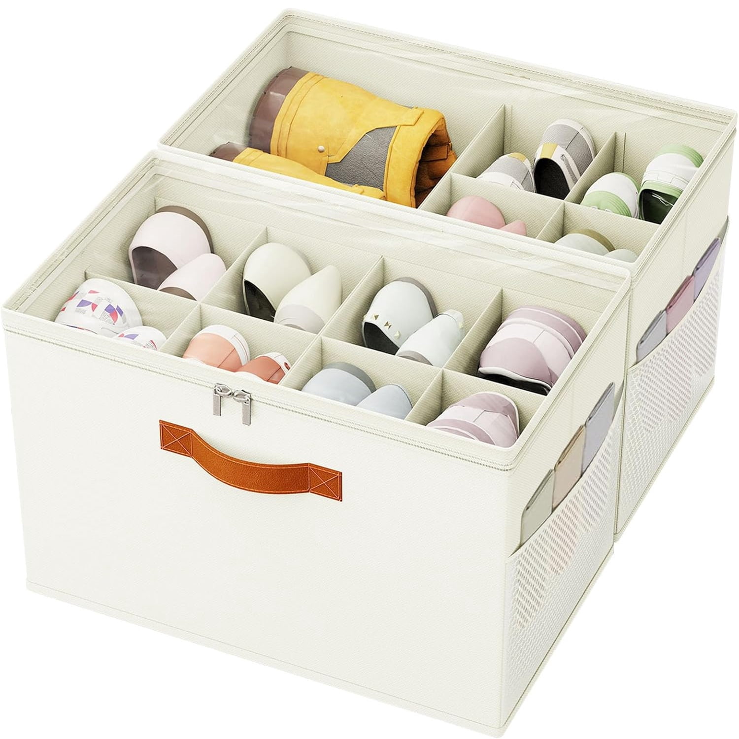2 Pack Shoe Organizer for Closet,Foldable Shoe Storage Organizer with ...