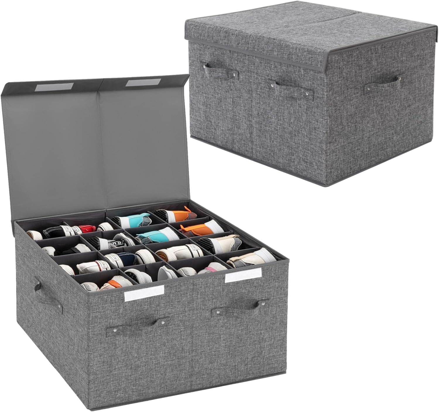 2 Pack Shoe Storage Box Fits 32 Pairs, Large Shoe Organizer Bins ...