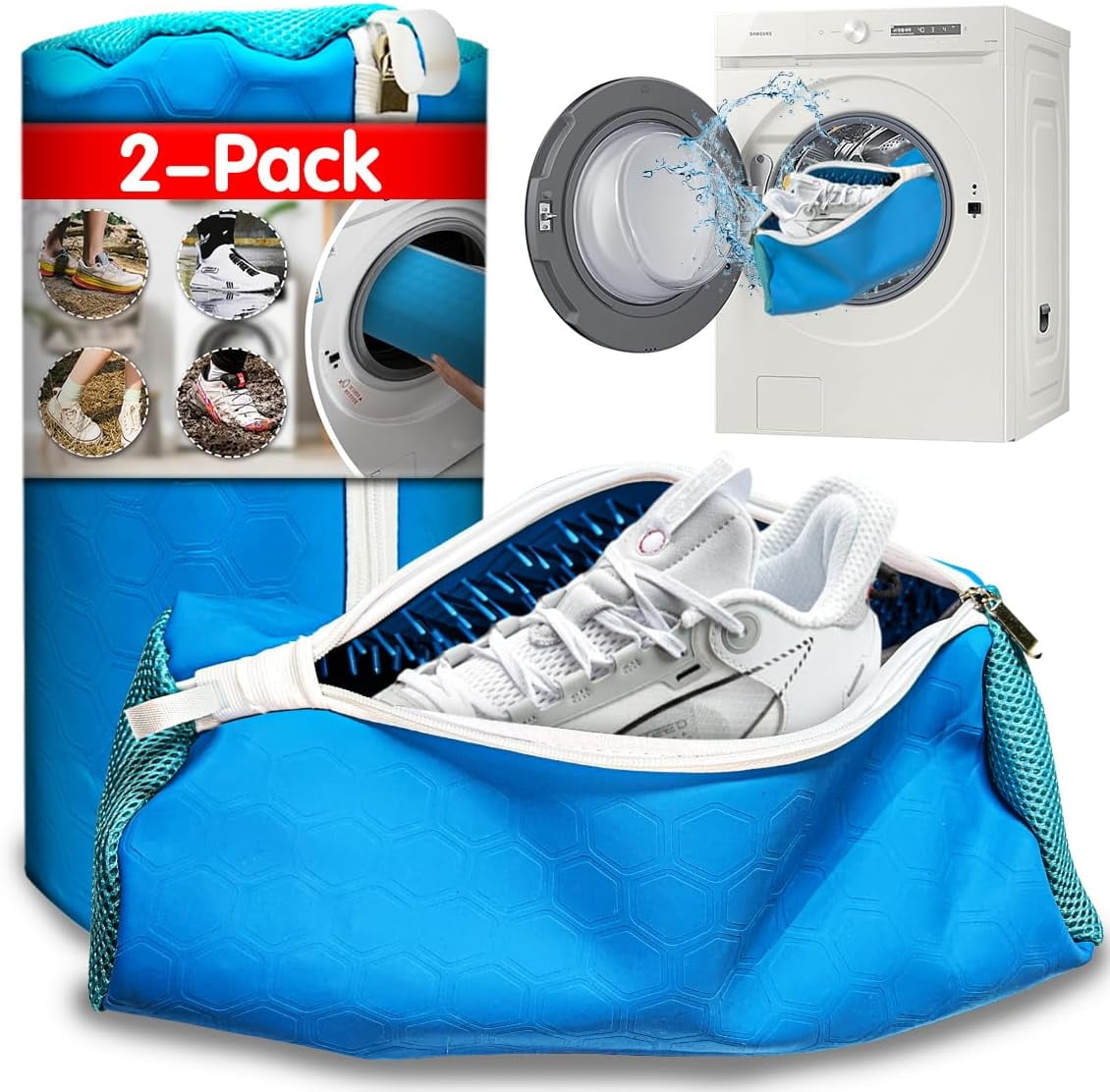 2 Pack Shoe Washing Bag,Laundry Shoe Bag For Washing Machine.Durable ...