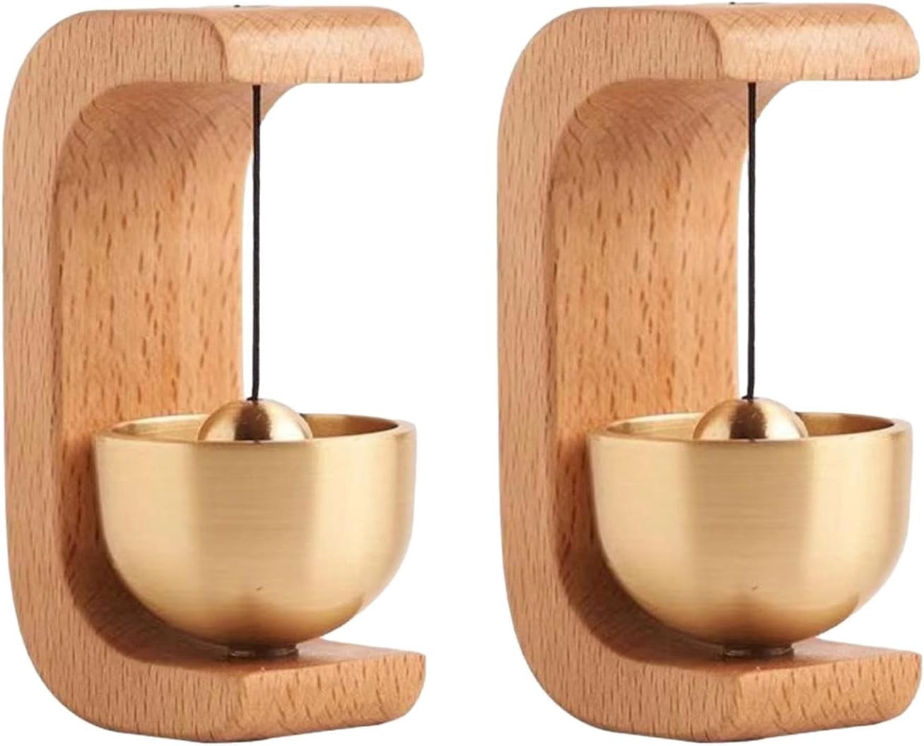 2 Pack Shopkeeper Door Chime Solid Wood Brass Magnetic Bell for Door ...