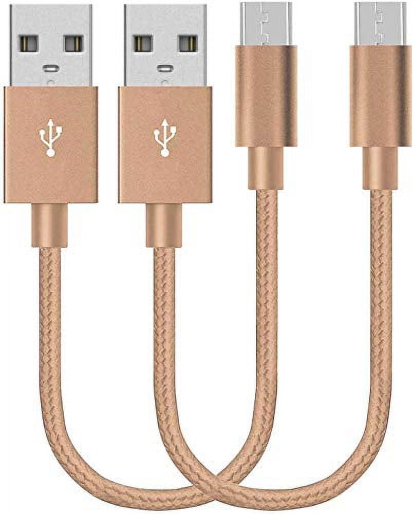 [2-Pack] Short Micro USB to USB Fast Charger Cable Cords, High Speed ...
