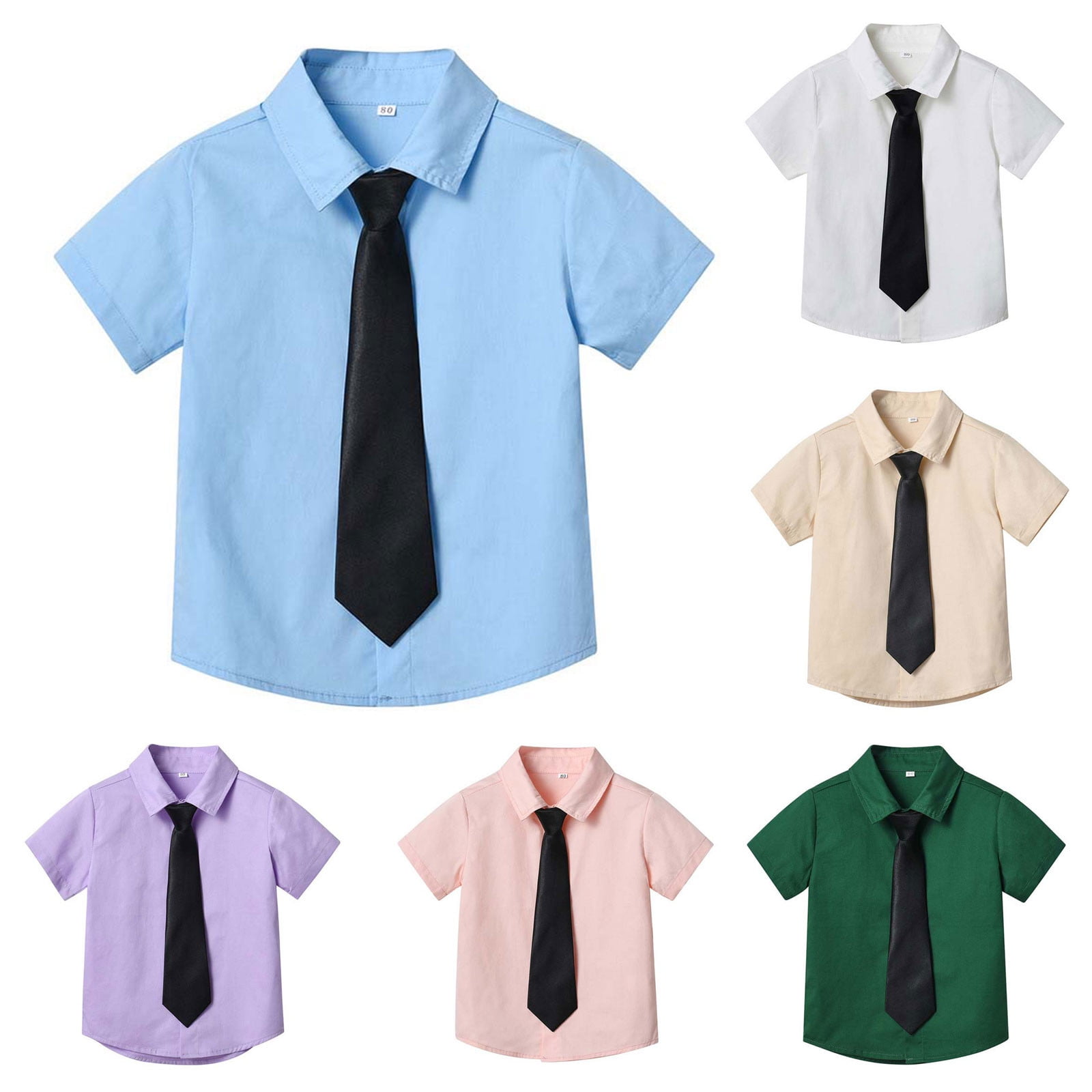 2 Pack Short Sleeve Shirts for Toddles Kids 3 Months - 6 Years Boys ...