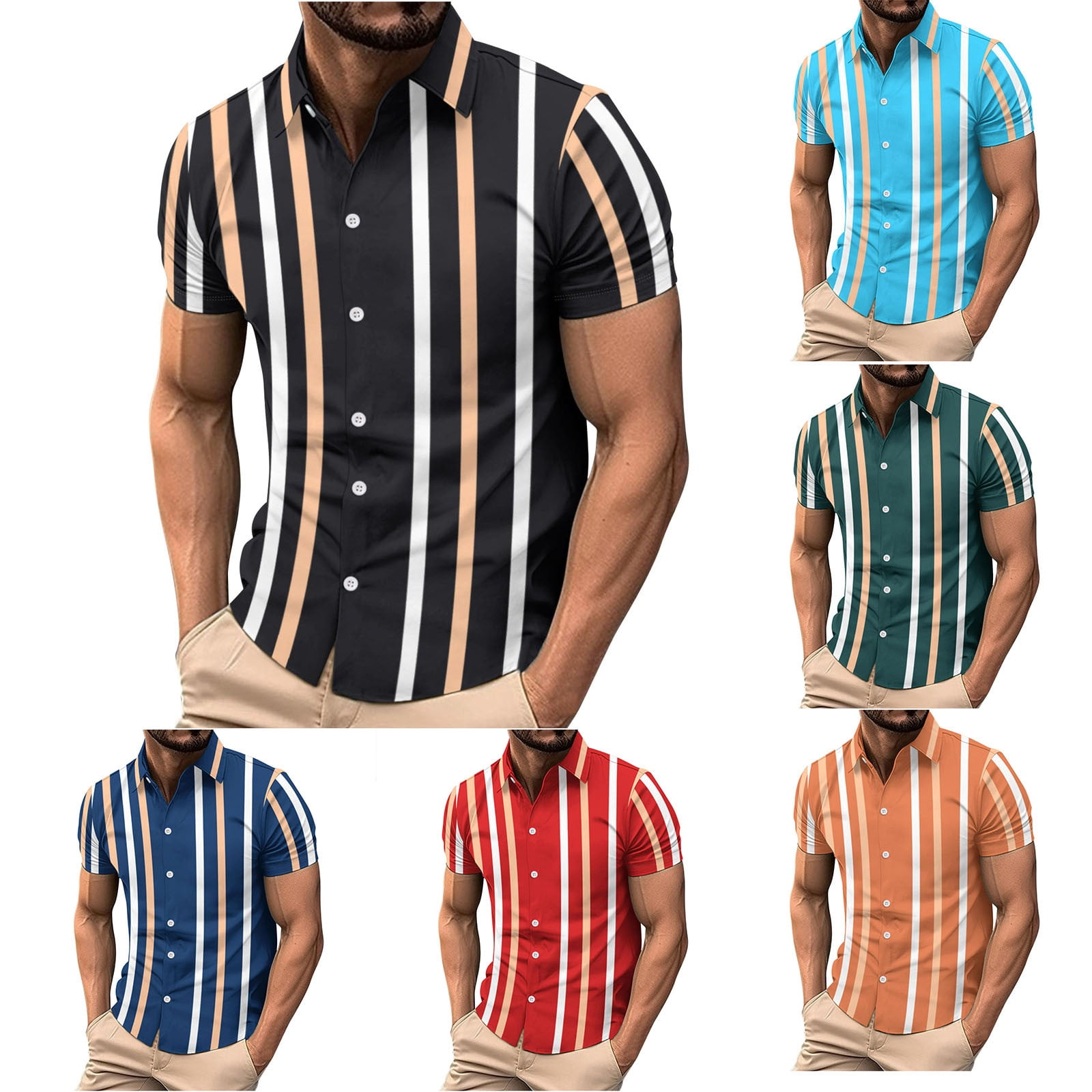 2 Pack Short Sleeve Shirts for Men Summer Saving Clearance Button--Down ...