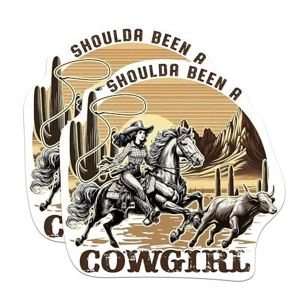 (2 Pack) Shoulda Been A Cowgirl Stickers - Female Roper - Rancher Woman ...