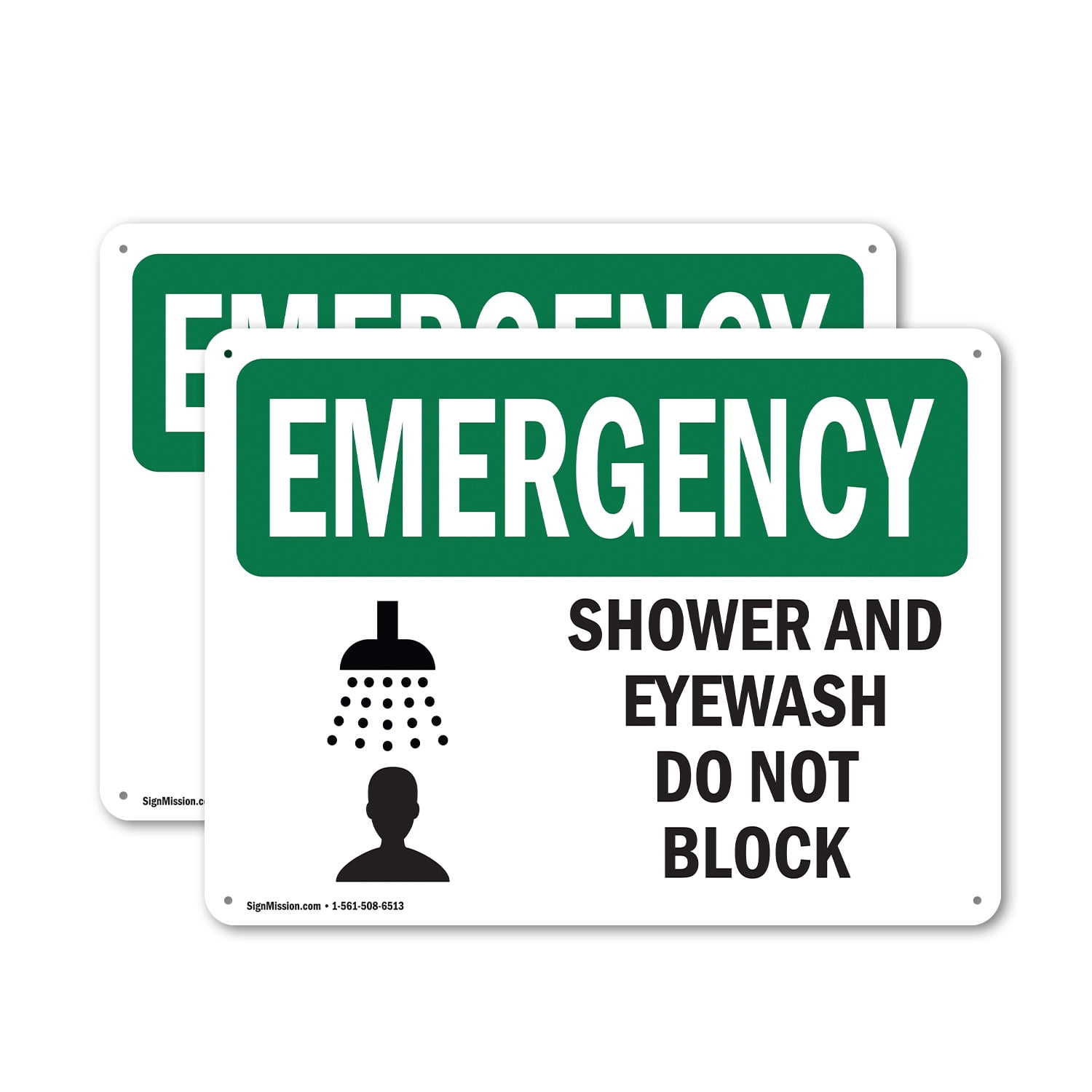 (2 Pack) Shower And Eyewash Do Not Block With Symbol OSHA Emergency ...