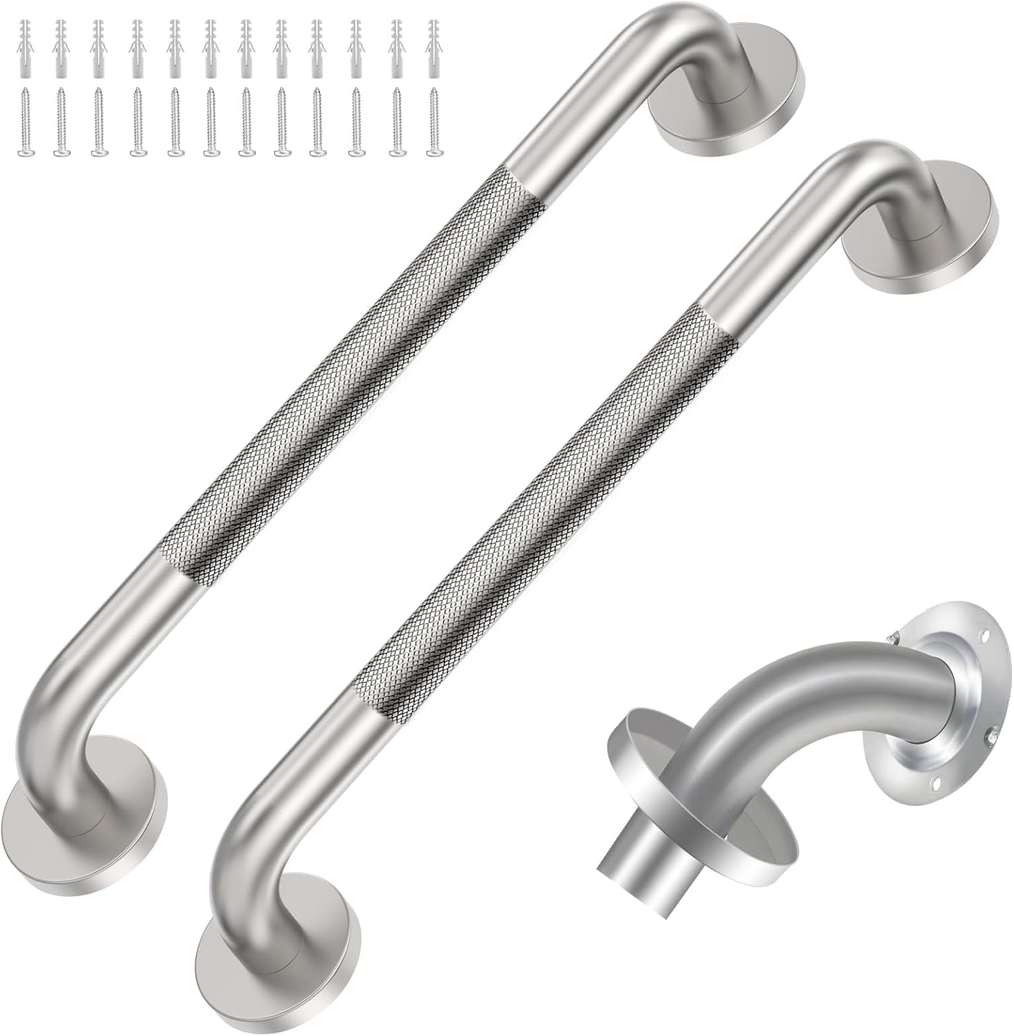 2 Pack Shower Grab Bar with Knurled Anti-Slip Grip 18 Inch ADA ...