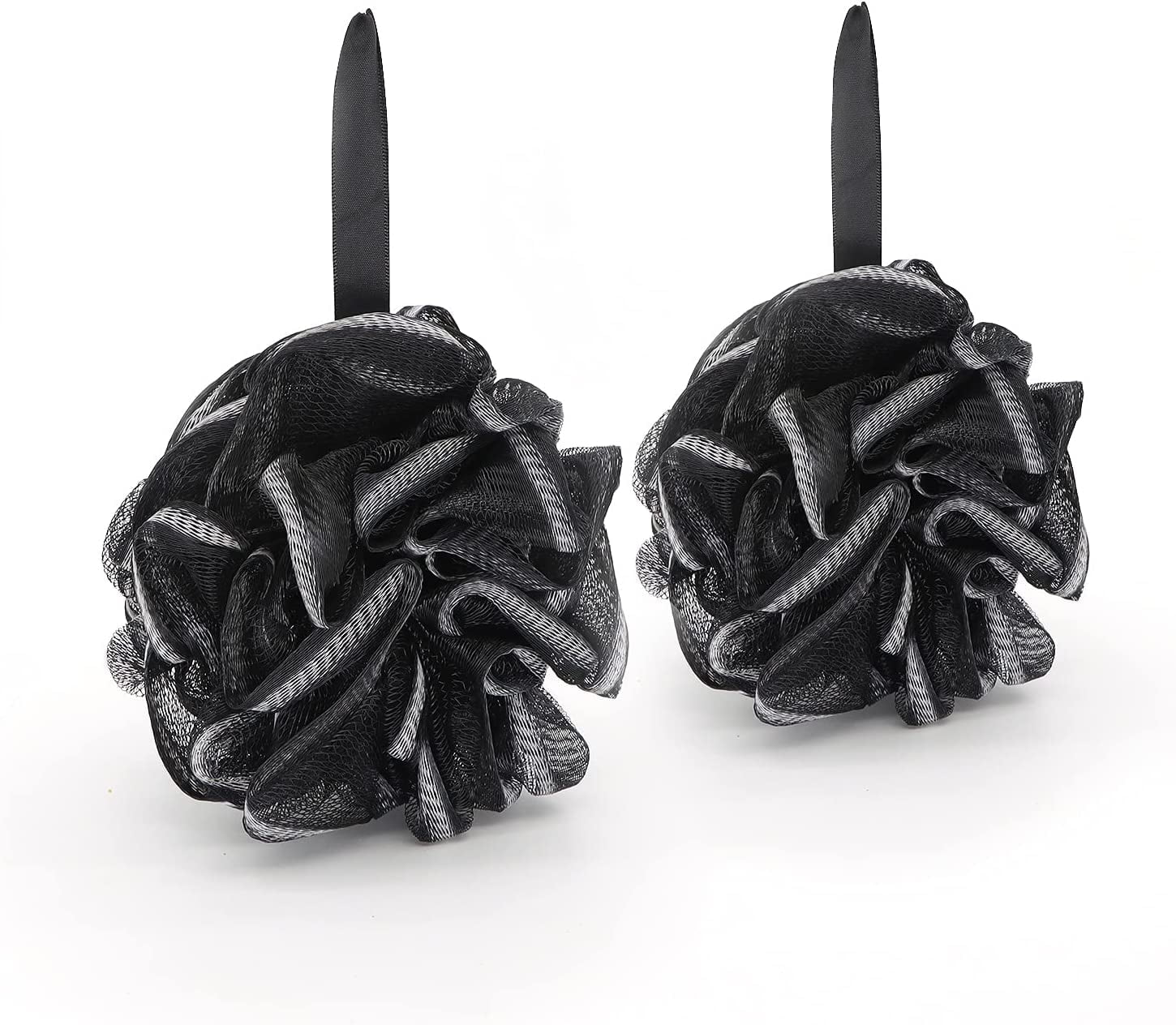 2 Pack Shower Puff Black Bath Sponge Shower Loofahs Pouf Ball Nature ...
