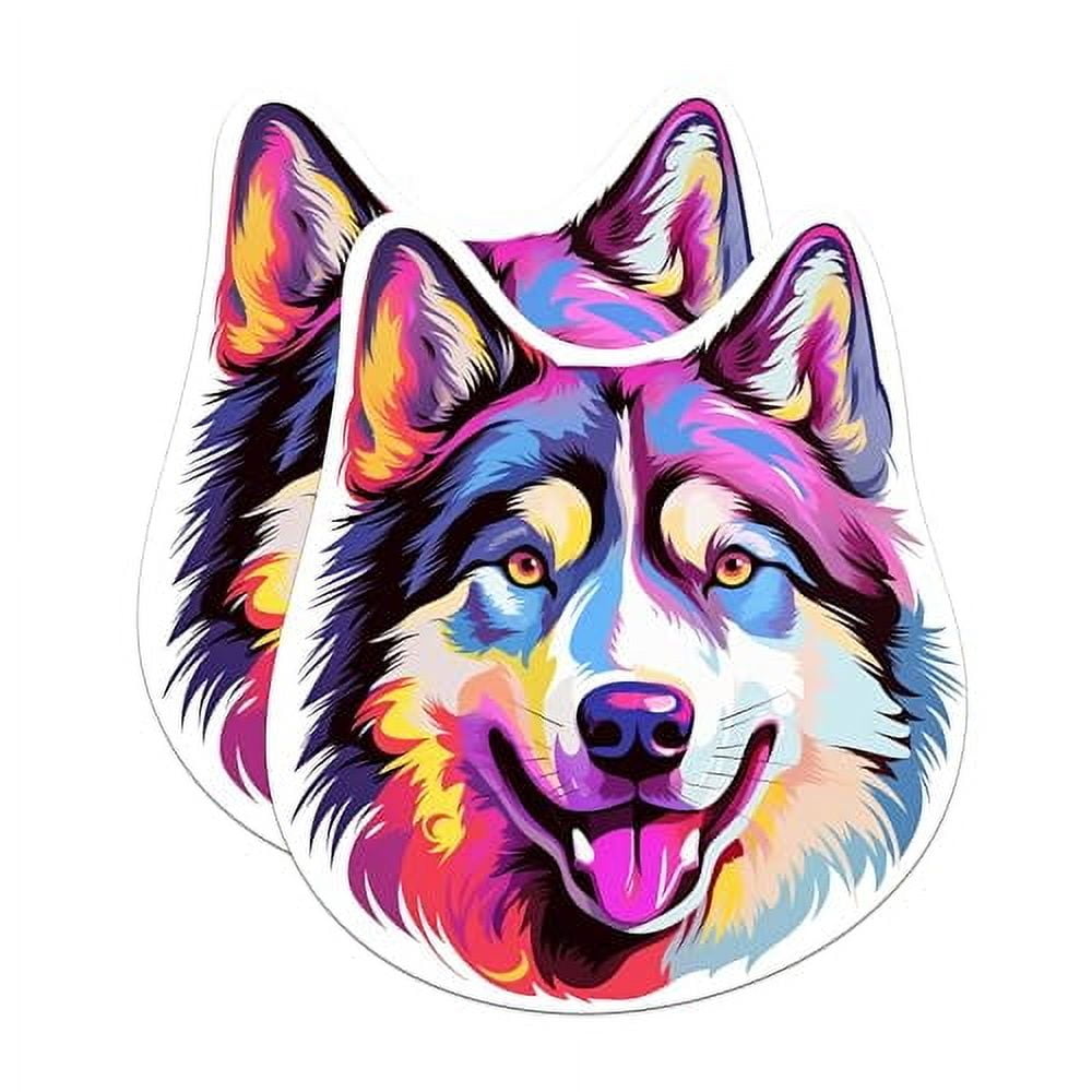 (2 Pack) Siberian Husky Dog Breed Stickers - 5 Inches On Longest Side ...