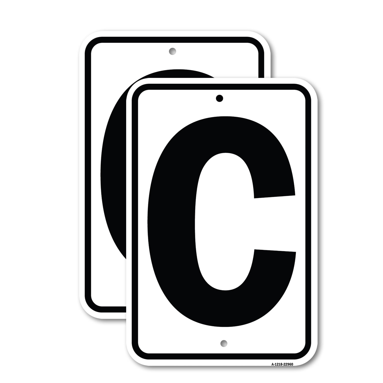 (2 Pack) Sign with Letter C | 12" X 18" Heavy-Gauge Aluminum Sign ...