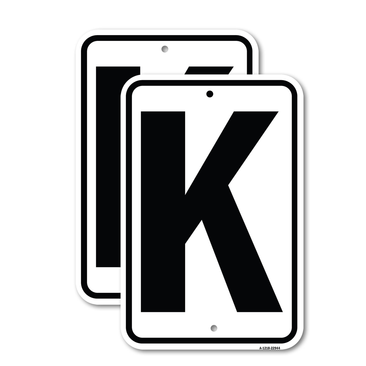 (2 Pack) Sign with Letter K | 12" X 18" Heavy-Gauge Aluminum Sign ...