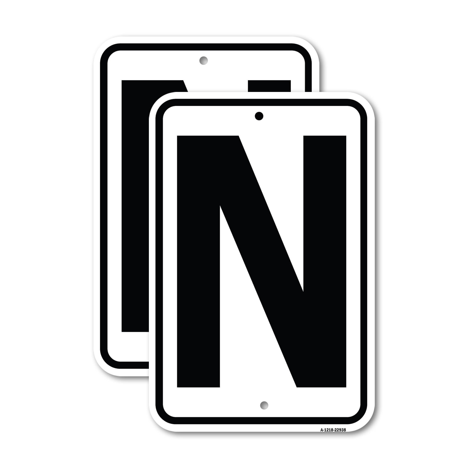 (2 Pack) Sign with Letter N | 12" X 18" Heavy-Gauge Aluminum Sign ...