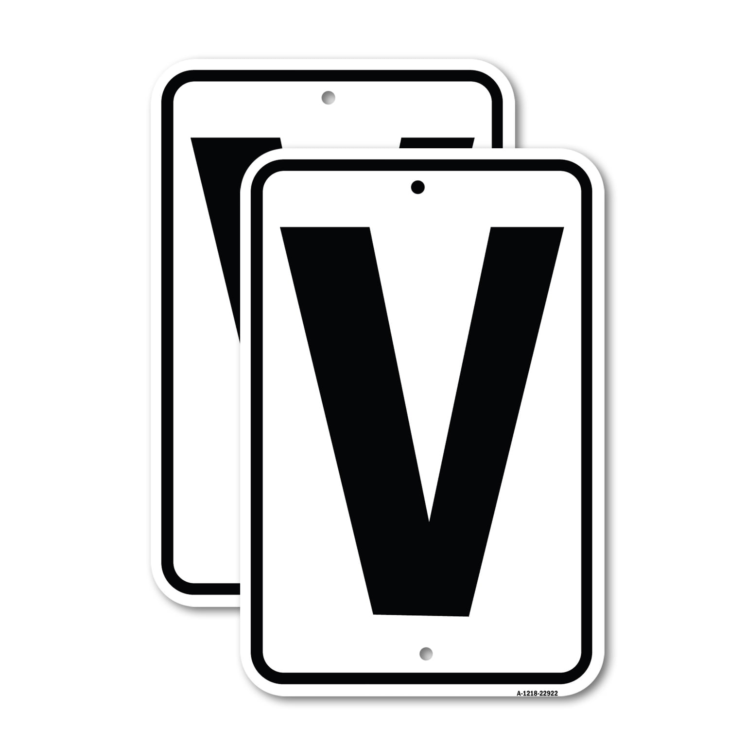 (2 Pack) Sign with Letter V | 12" X 18" Heavy-Gauge Aluminum Sign ...