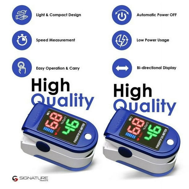 2-Pack Signature® Fingertip Pulse Oximeter Reader (Batt Not Included ...