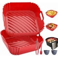 2 Pack, Silicone Air Fryer Basket Round Silicone Mat Oven Baking Tray ...