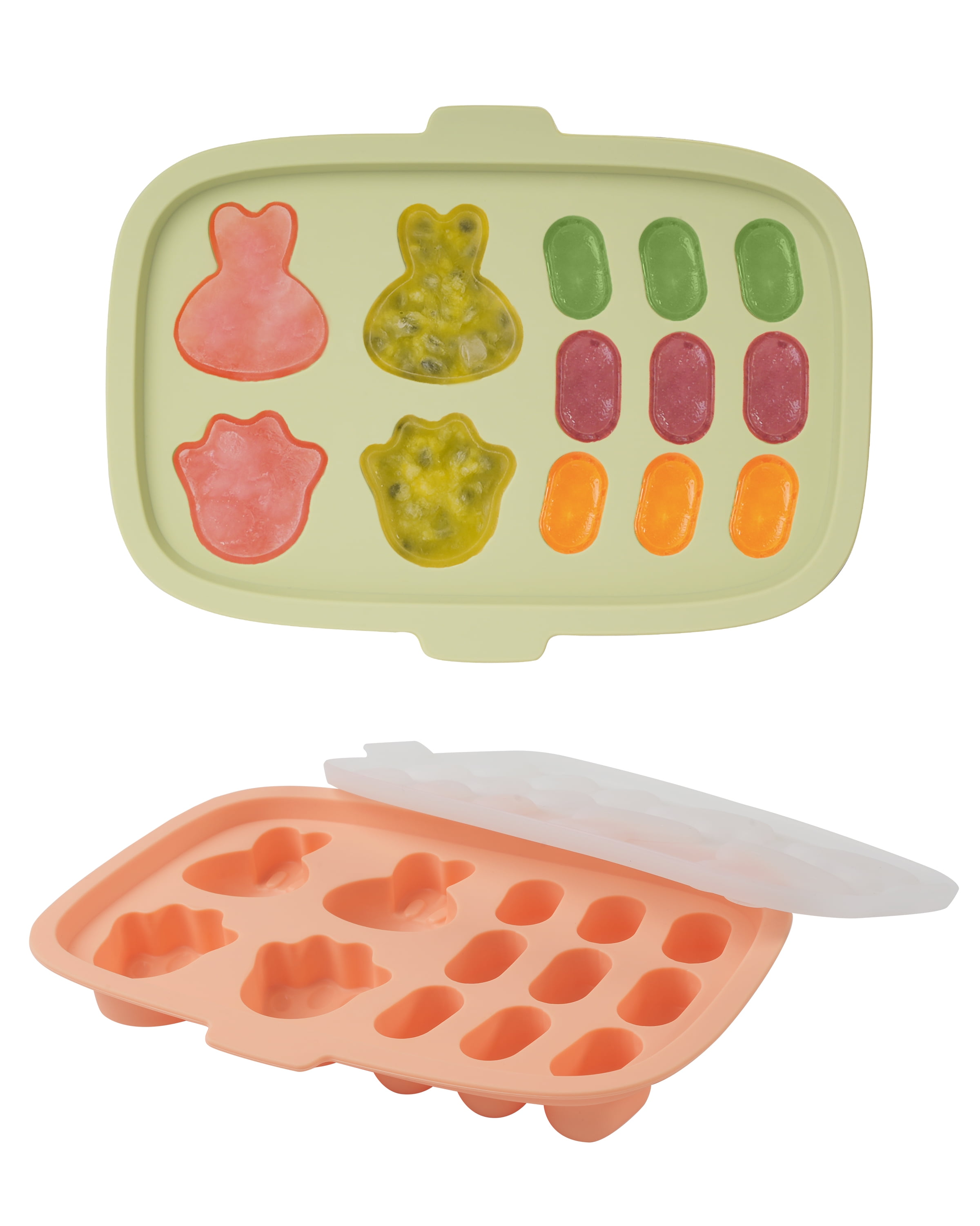 2 Pack Reusable Silicone Baby Food Tray with Lid, Ideal for Homemade ...