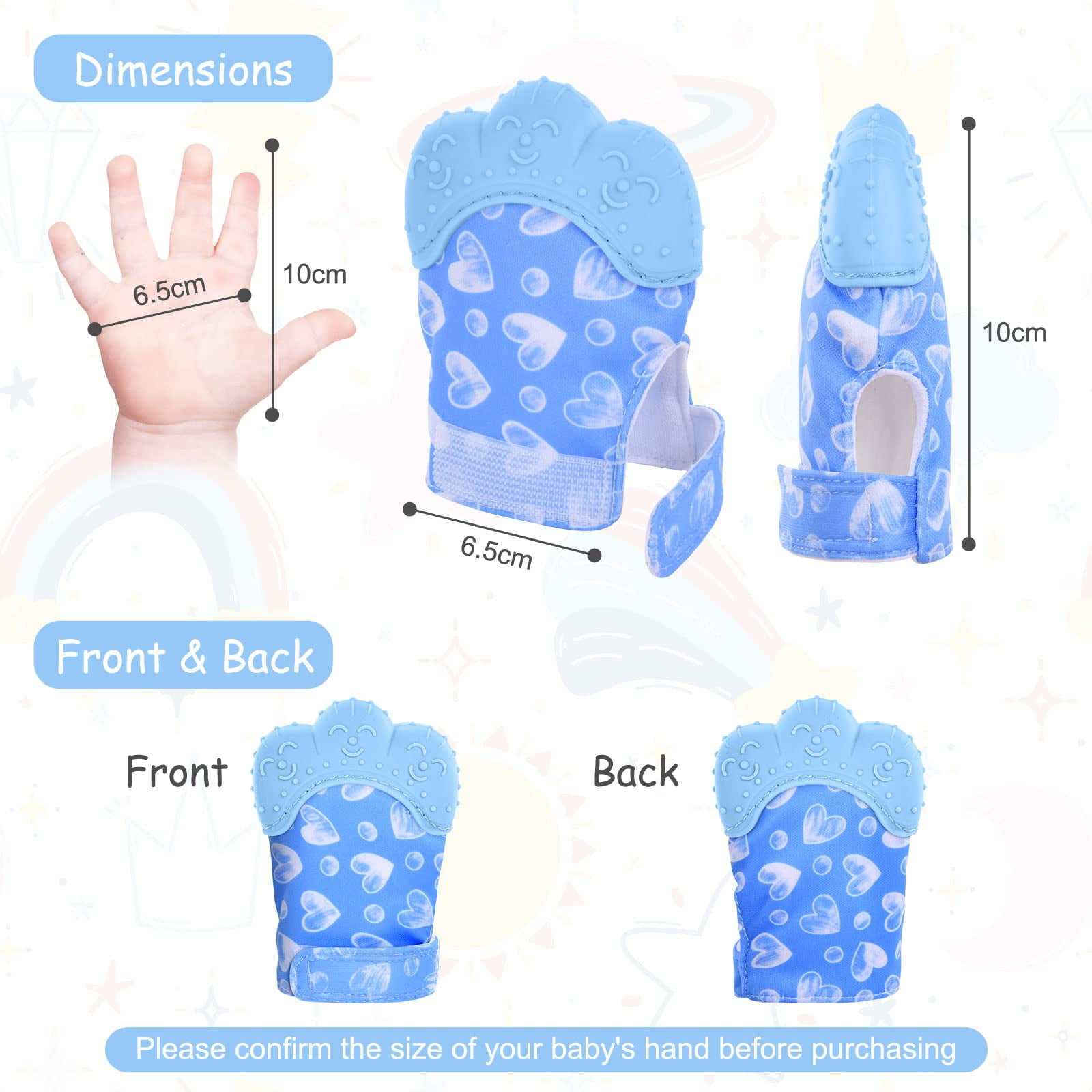 2 Pack Silicone Baby Teething Mitt, Soothing Infant Teething Mittens ...