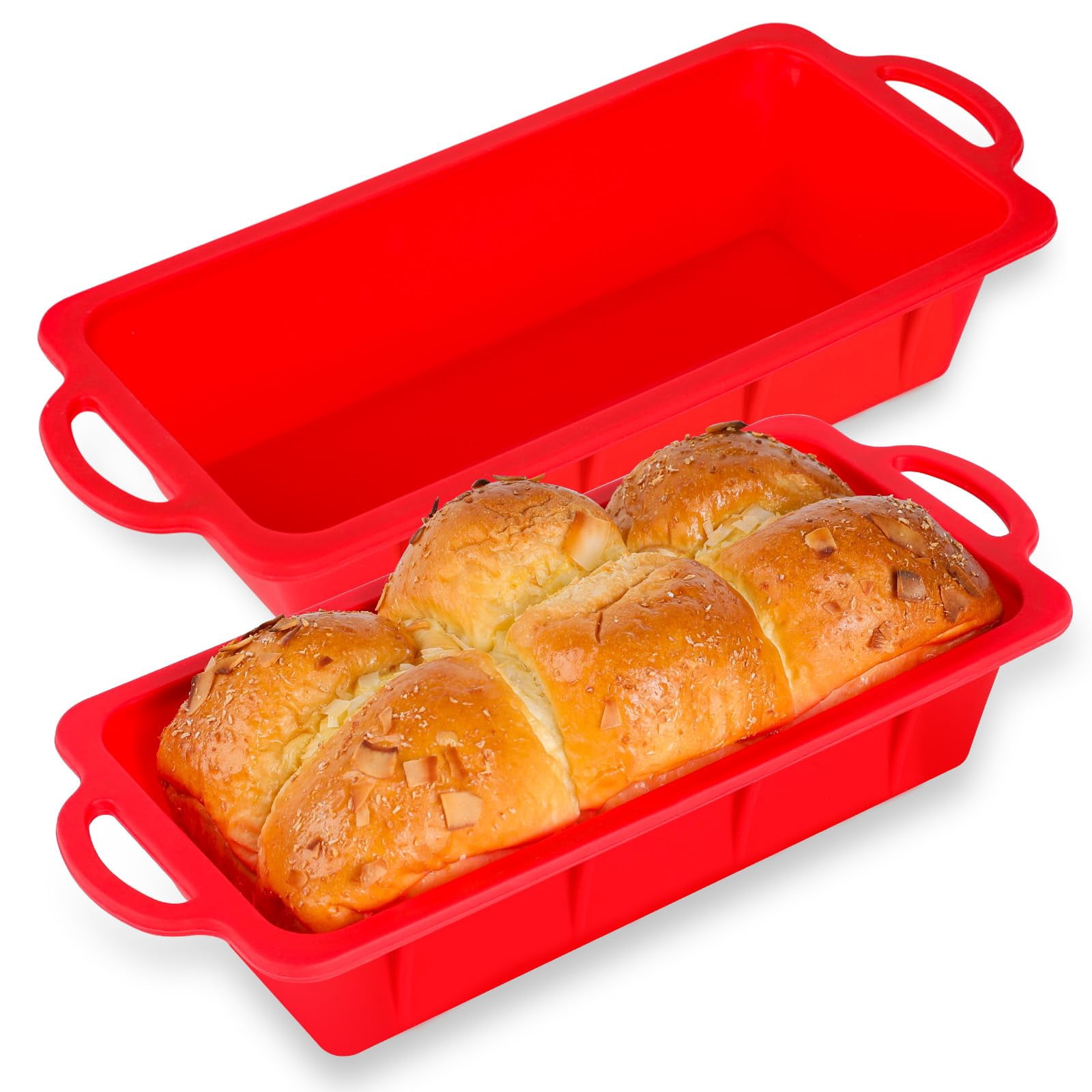 2 Pack Silicone Bread Loaf Pan With Metal Reinforced Frame 9.5 X 5 In ...
