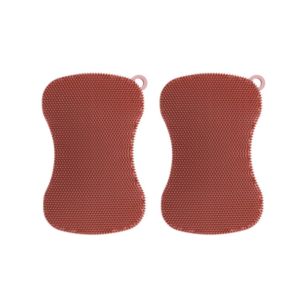2-Pack Silicone Cleaning Sponges Non-Scratch, Dual-Sided Scrubbers ...