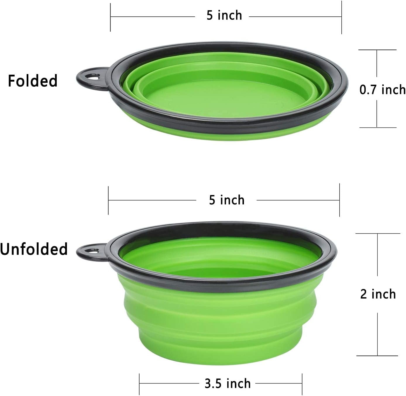2-Pack Silicone Collapsible Dog Bowls, BPA Free Dishwasher Safe ...