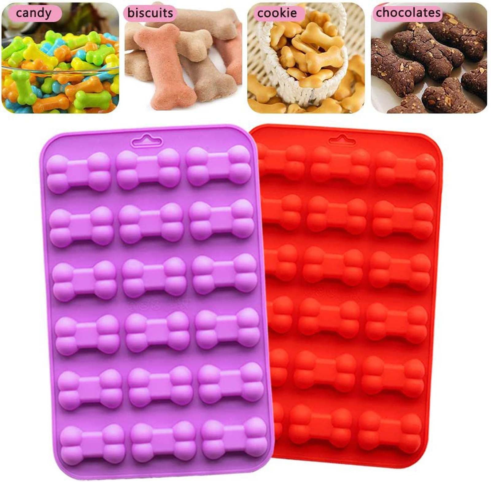 2 Pack Silicone Dog Treat Molds,Non-stick Bone Shaped,18-Cavity Puppy ...
