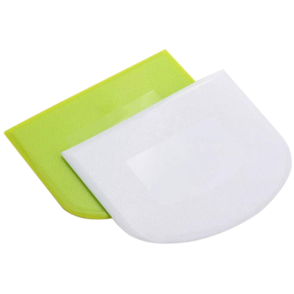 2-Pack Silicone Dough Spatula and Firm Plastic Pastry Scraper, Bread ...