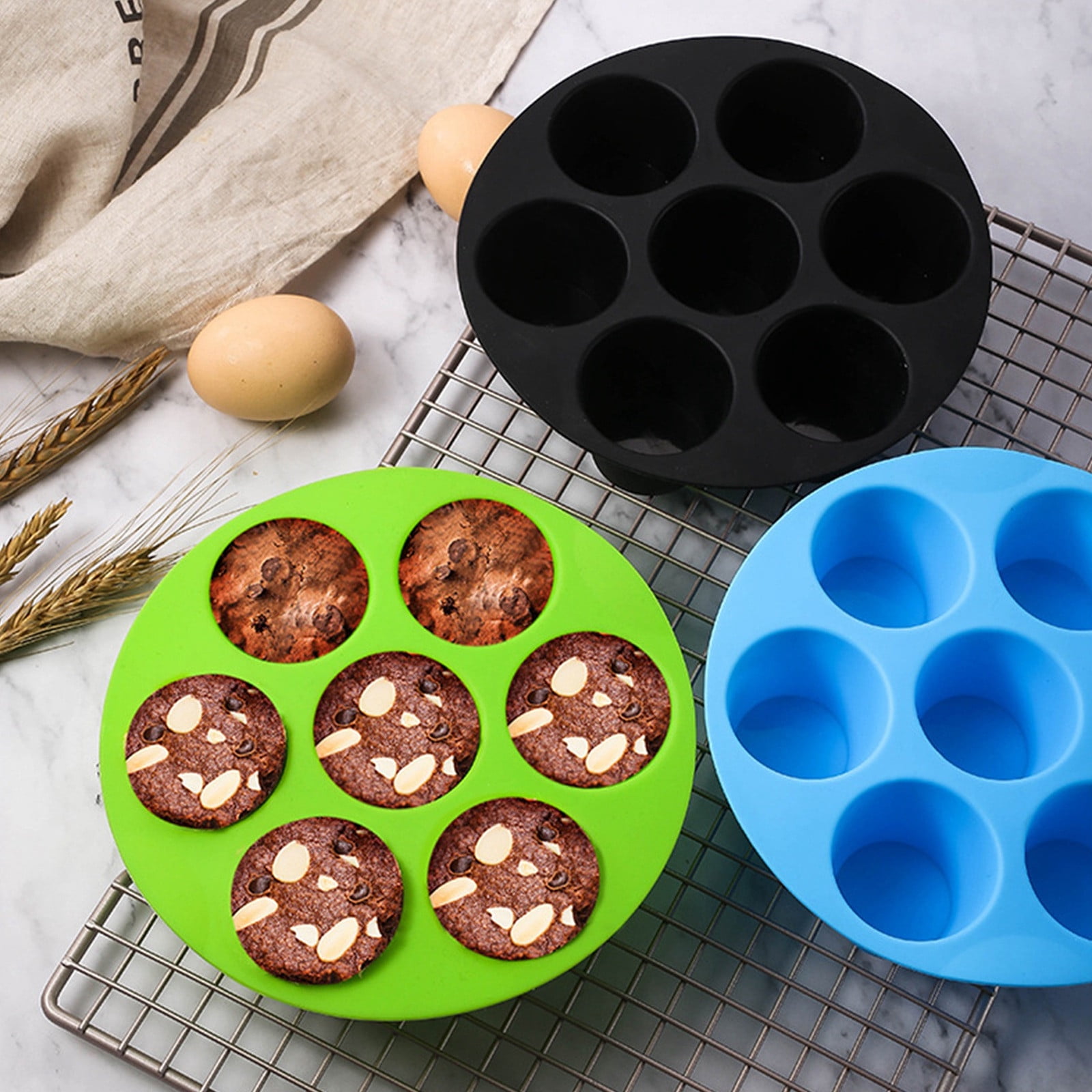 2 Pack Silicone Egg Bite Molds for Air Fryer, Nonstick 7 Cups Air Fryer ...