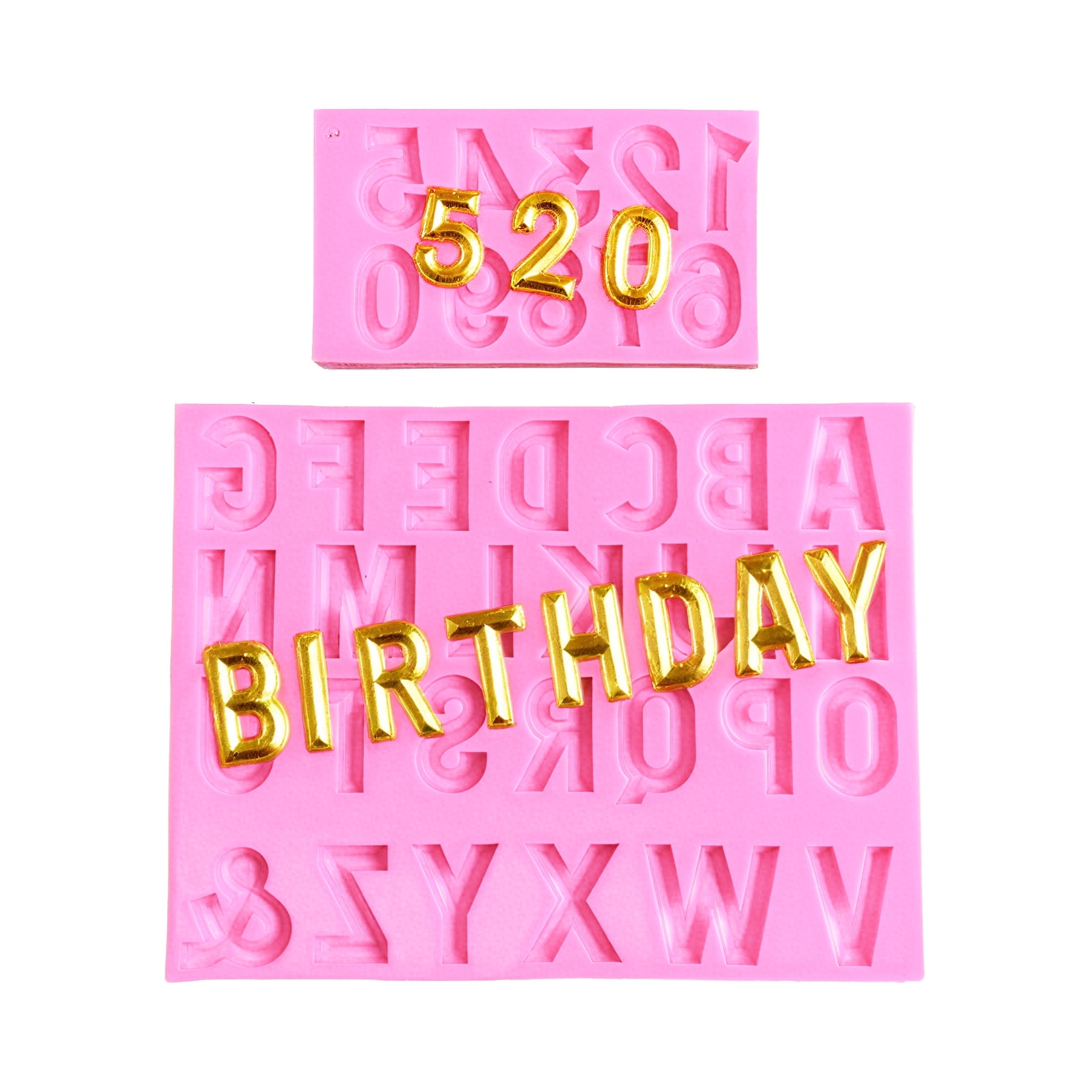 2-Pack Silicone Fondant Mold Set, Alphabet and Numbers Cake Decorating ...