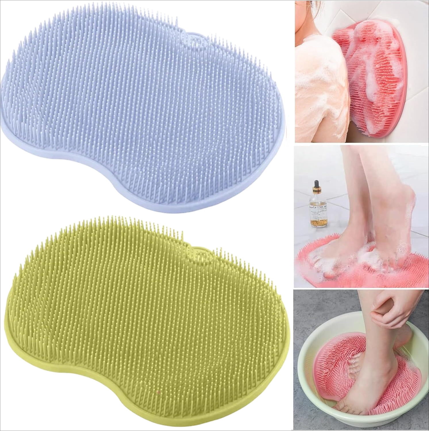 2 Pack Silicone Foot Scrubber for Shower Floor & Back Scrubber for Wall ...
