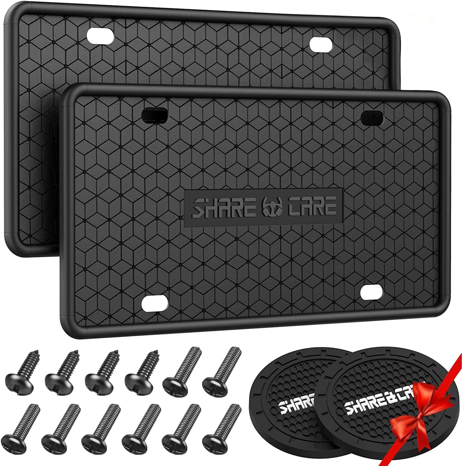 2 Pack Silicone License Plate Frame, Front Back License Plate Cover ...