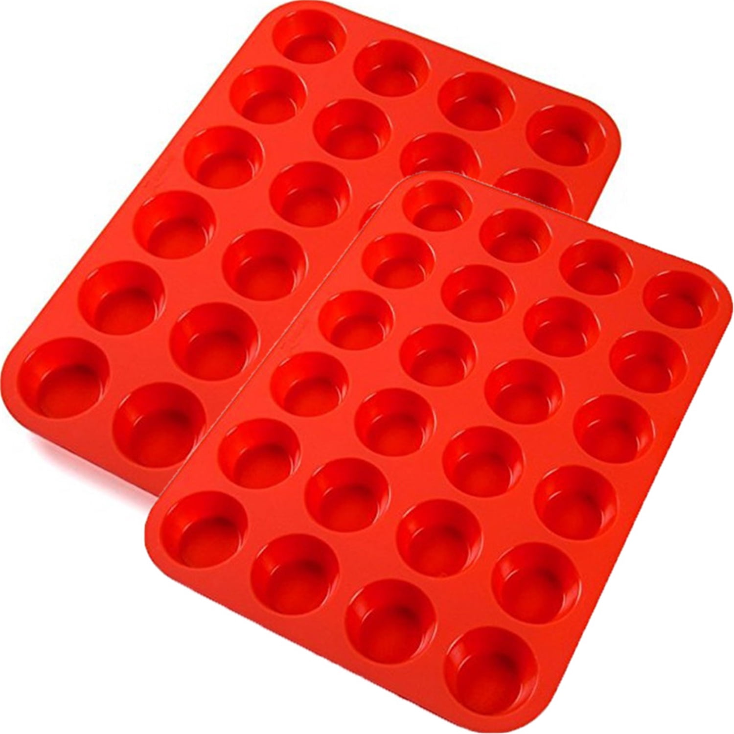2 Pack Silicone Mini Muffin Pan Set,Bexikou 24 Cups Cupcake Pan ...