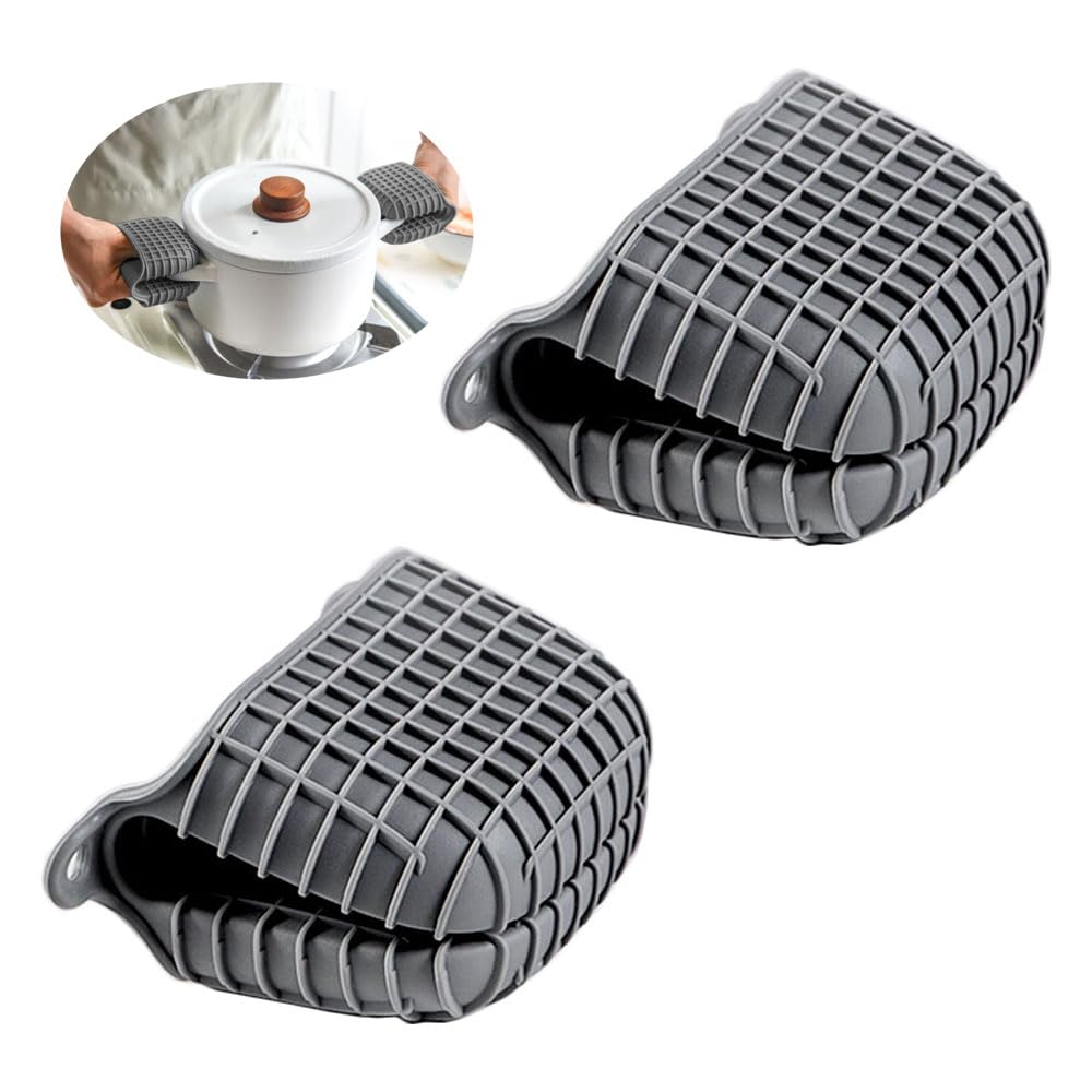2 Pack Silicone Oven Mitts for Kitchen, Heat Resistant Oven Mitt Set ...