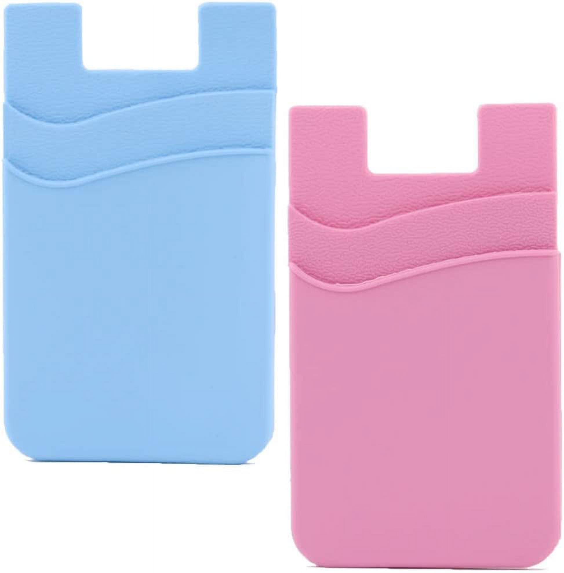 2-Pack Silicone Phone Wallet, Stick-on Double Pocket Credit Card Holder ...