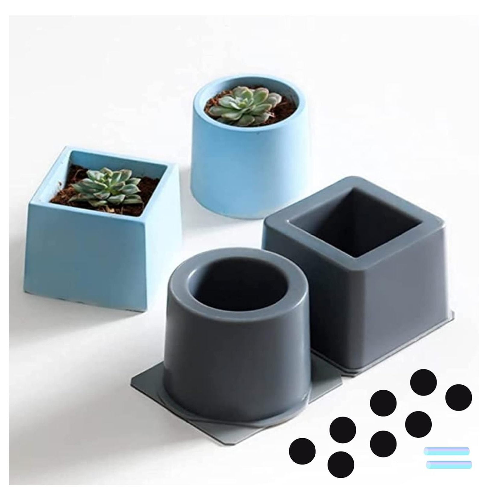 2-Pack of Silicone Planter Mold | Square and Round Shape Molds for ...