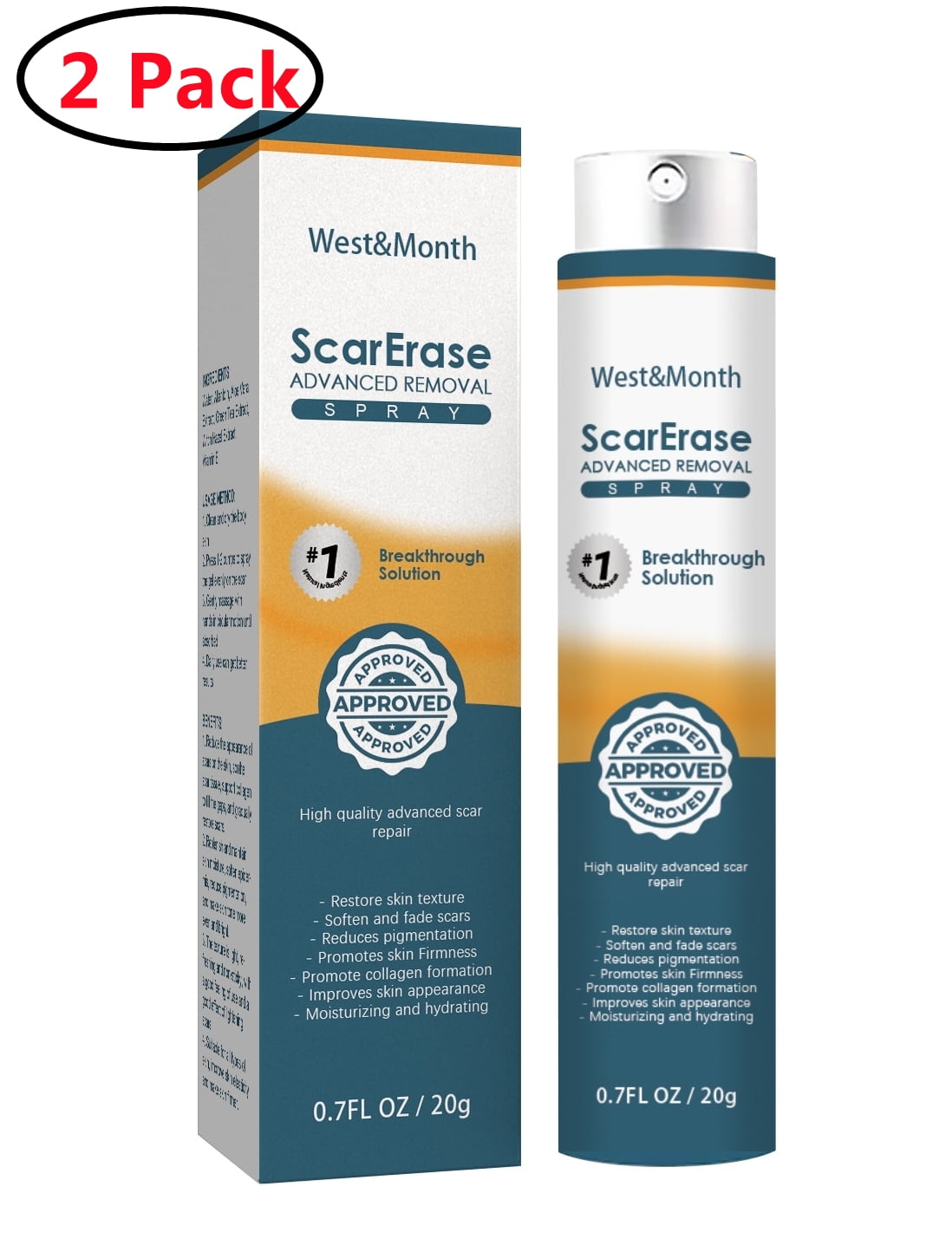 2 Pack Silicone Scar Gel, 100% Medical-Grade, Helps Improve Size, Color ...