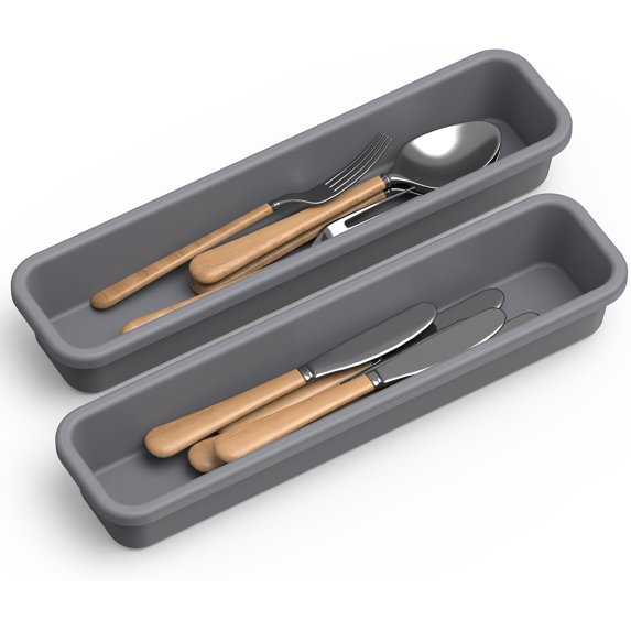 2 Pack Silicone Silverware Drawer Organizer, DIY Free Combination ...