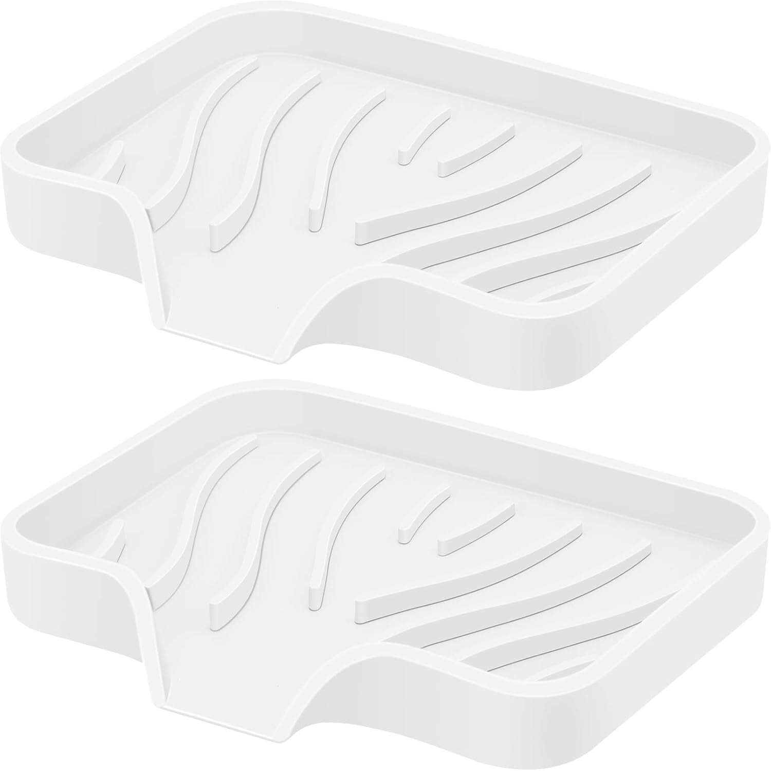 2 Pack Silicone Soap Dish with Drain, Bar Soap Holder for Shower ...