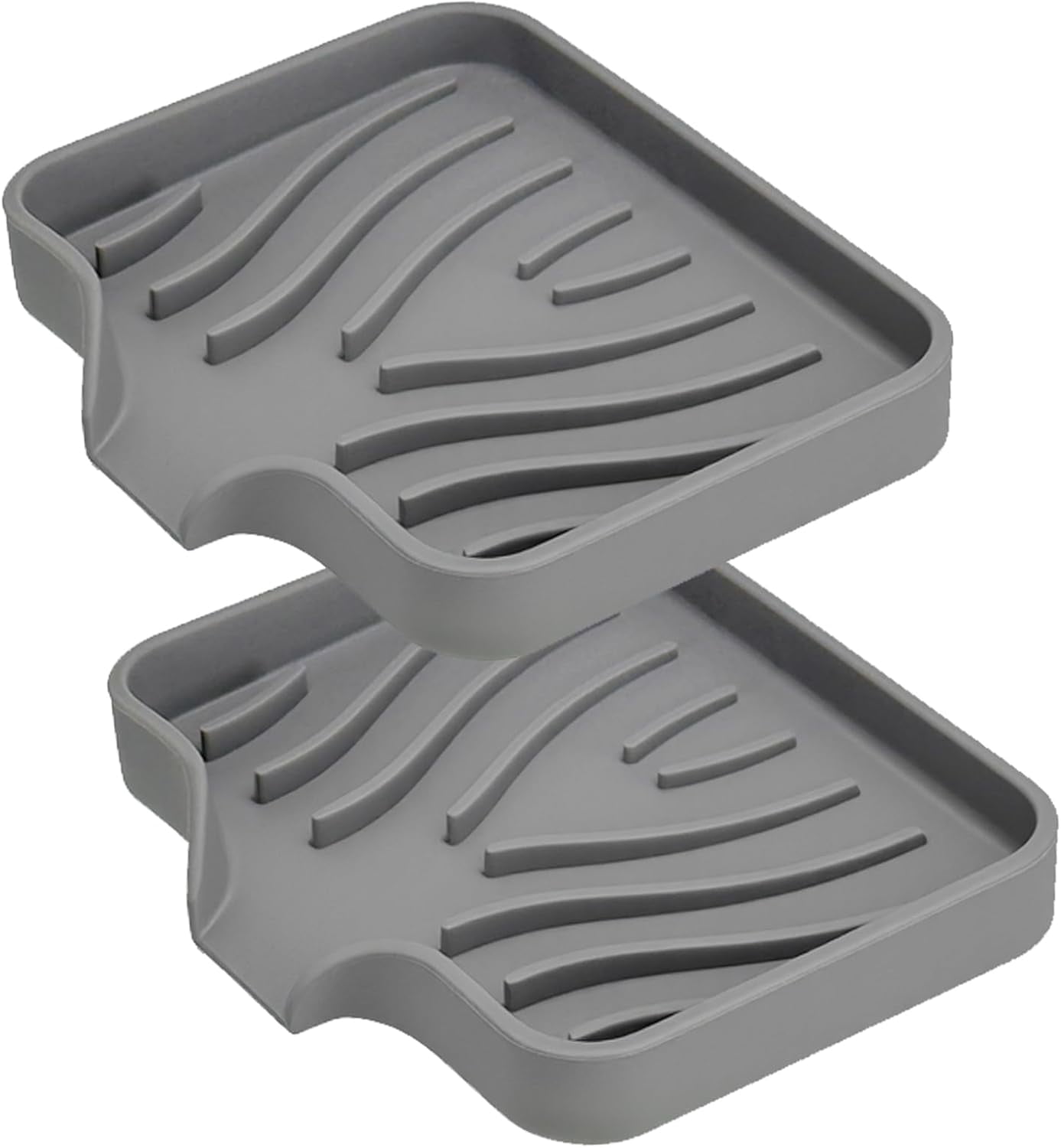 2 Pack Silicone Soap Dish with Drain, Self Draining Bar Soap Holder for ...