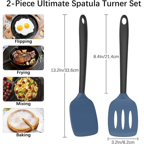 2 Pack Silicone Spatula Set, Heat Resistant, BPA Free Kitchen Turner ...
