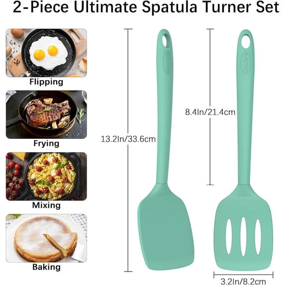 2 Pack Silicone Spatula Set, High Heat Resistant, BPA Free Kitchen ...