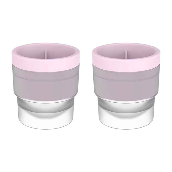 2 Pack Silicone Sphere Ice Maker Mold, 2x2.6" Pink Large Round Ice Ball ...