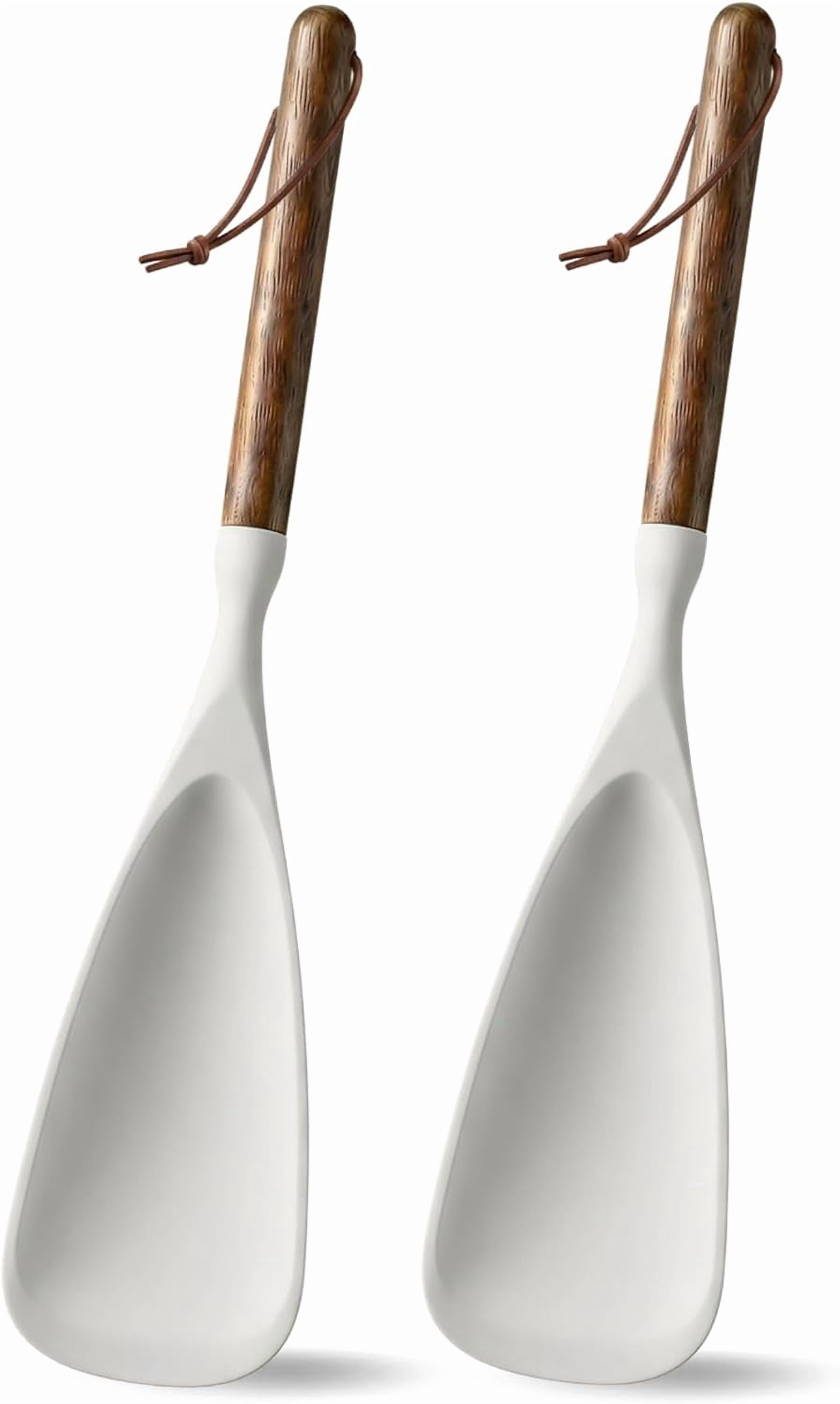 2-Pack Silicone Spoonula with Wooden Handle, BPA-Free Spatula Spoon for ...