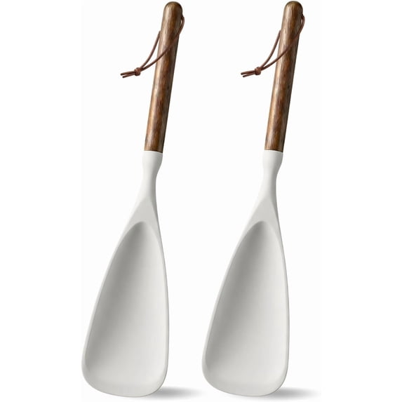 2-Pack Silicone Spoonula with Wooden Handle, BPA-Free Spatula Spoon for ...