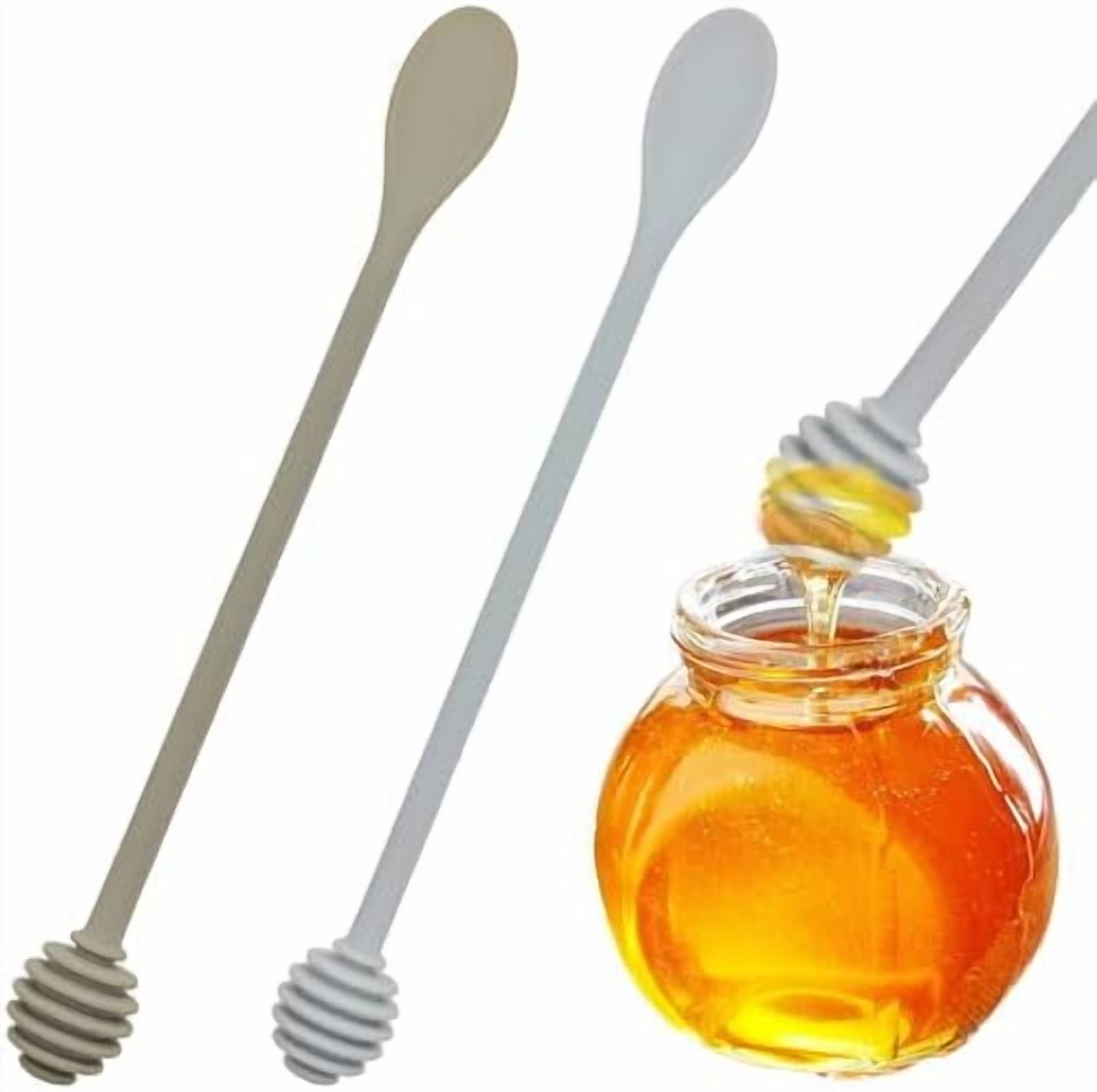 2-Pack Silicone Syrup/Honey Dipper Sticks: Long handle, stirrer/spoon ...