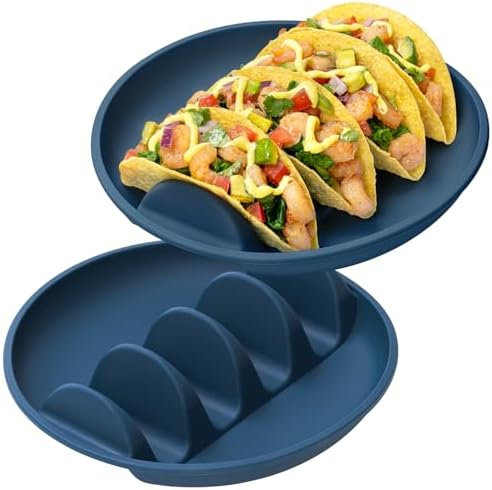 2 Pack Silicone Taco Holder Plates with Metal Reinforced Frame ...