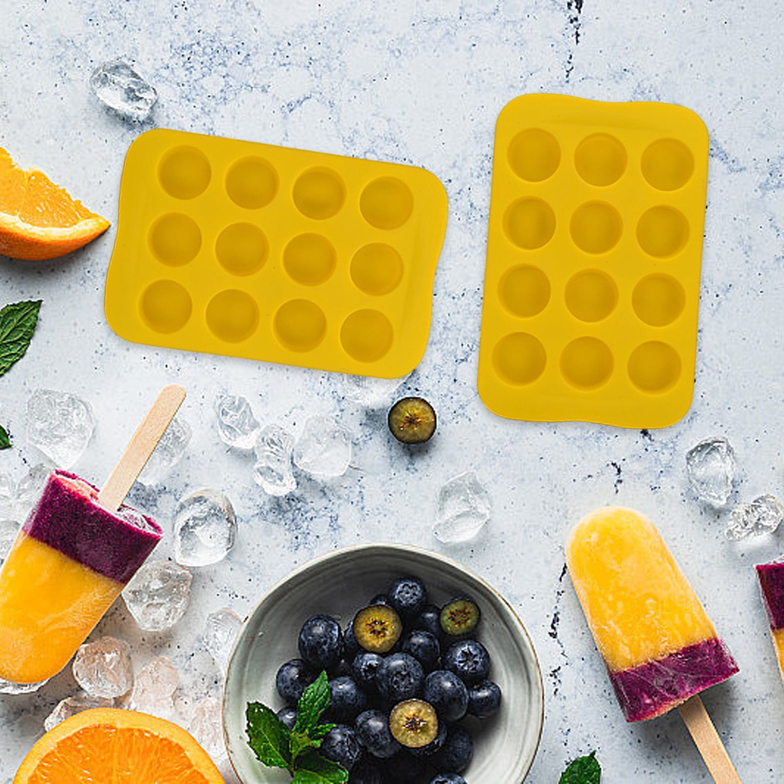 2-Pack Silicone Trays | Easy Release Flexible Ice Mold Box | 12 Cubes ...